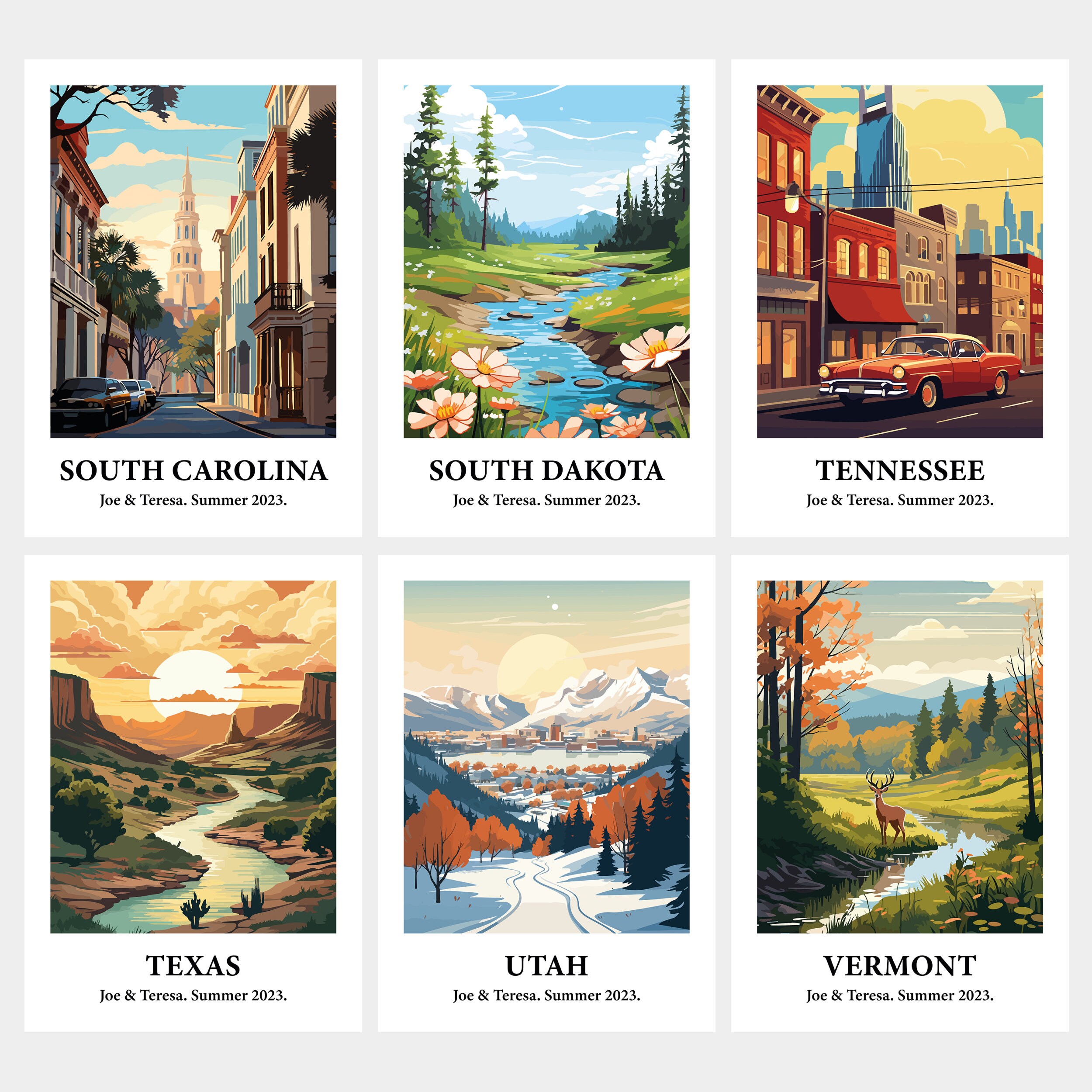 50 U.S. States Custom Print, Print, Digital Posters, Travel Prints ...