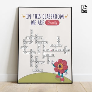 Custom Classmates Crosswords Poster, Personalized, Scrabble Printable ...