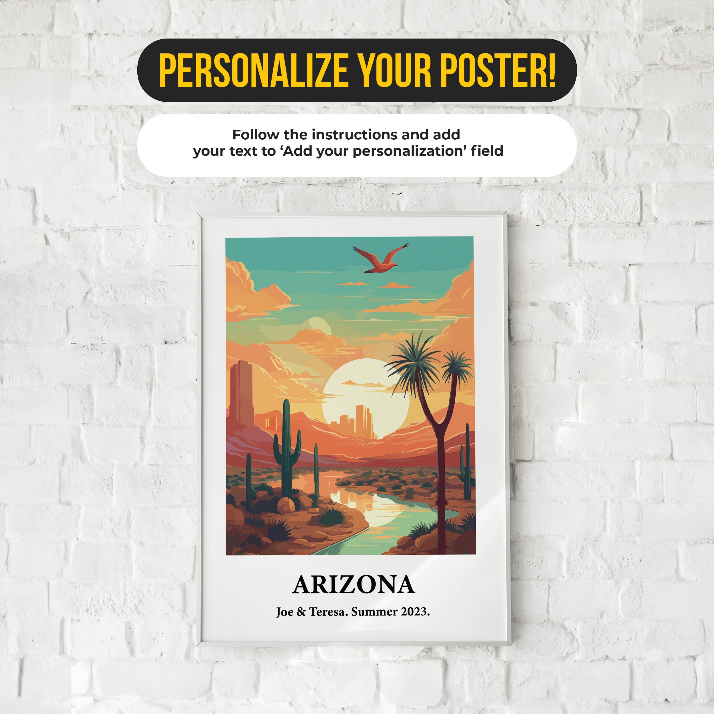 Arizona Poster, Arizona Print, Arizona Print, Wall Art Arizona, Retro ...