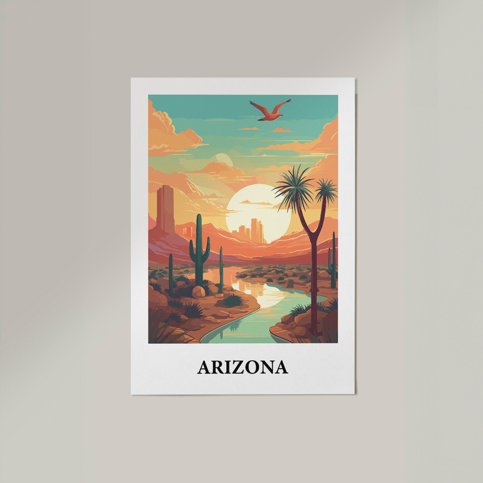 Arizona Poster, Arizona Print, Arizona Print, Wall Art Arizona, Retro ...