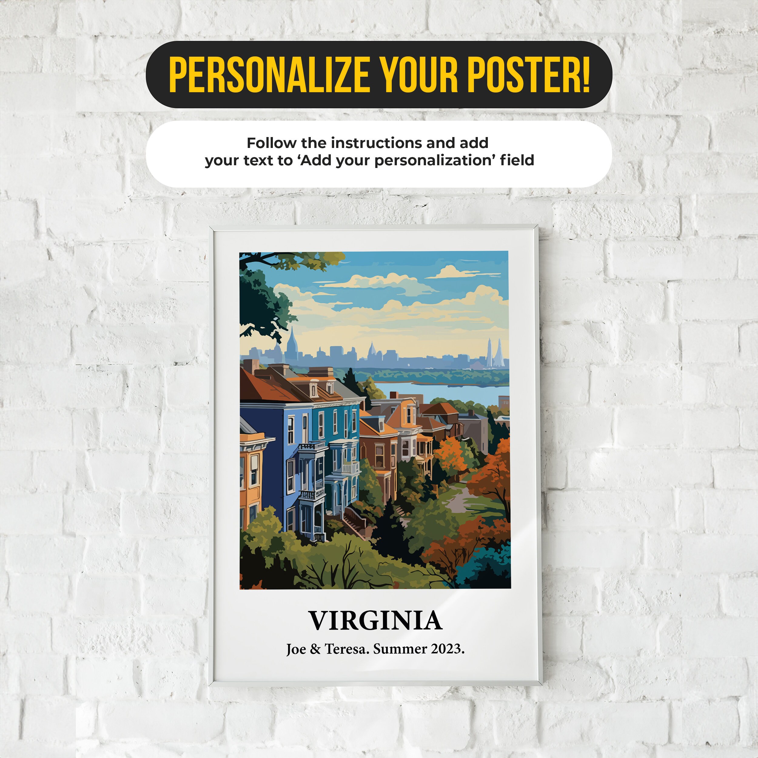Custom Poster, Virginia Poster, Virginia Print, Wall Art Virginia ...
