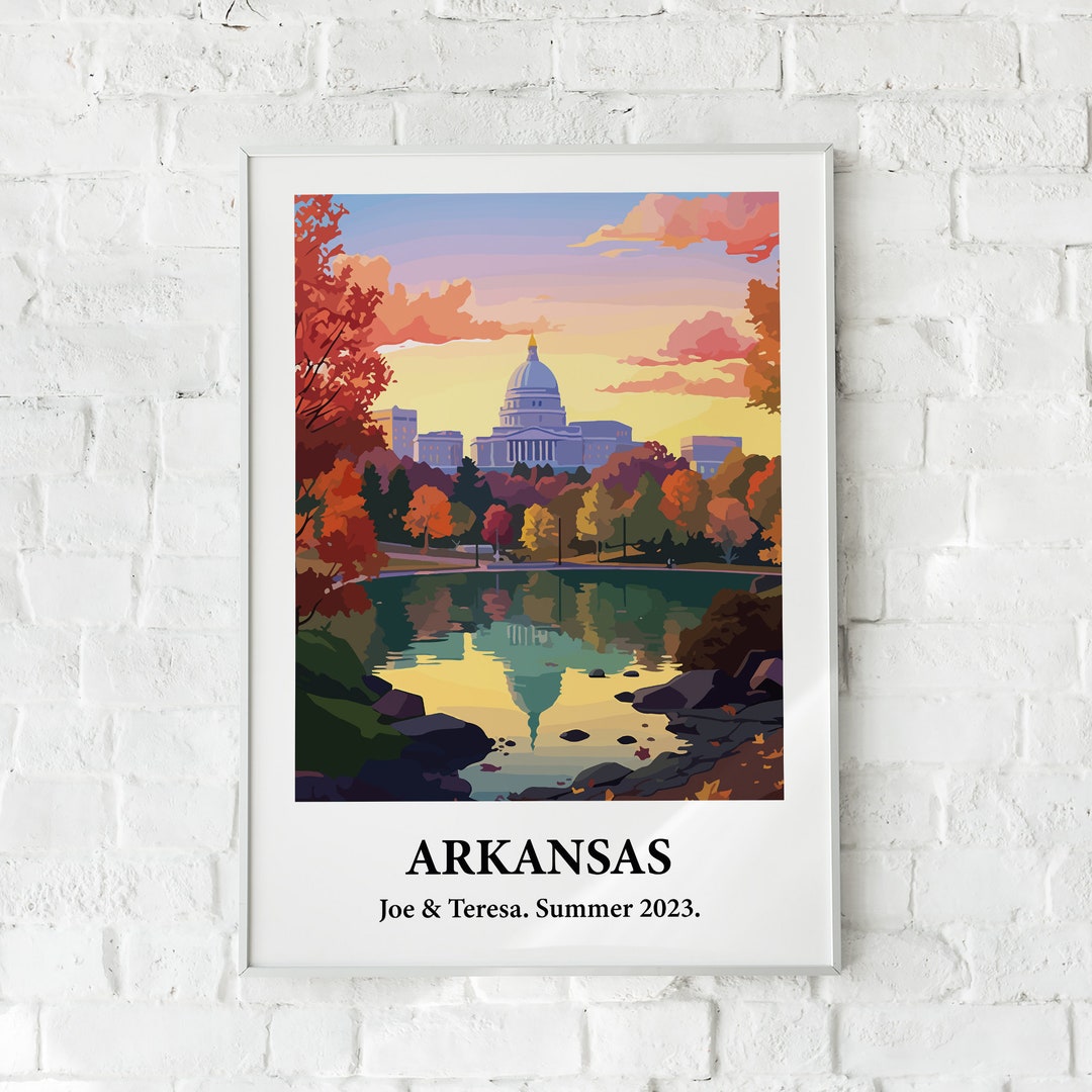 Arkansas Poster, Arkansas Print, Wall Art Arkansas, Retro Travel Print ...