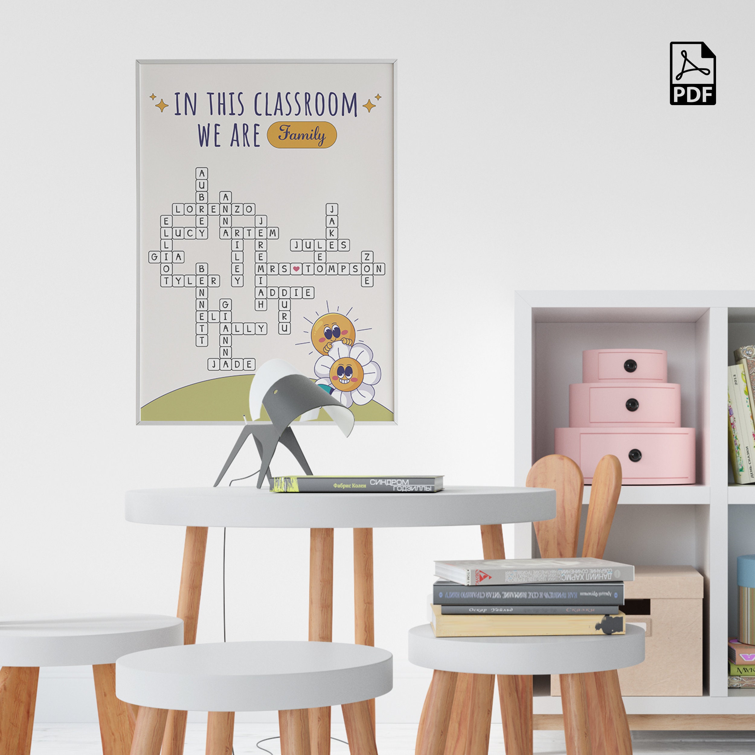 Custom Classmates Crosswords Poster, Personalized, Scrabble Printable ...