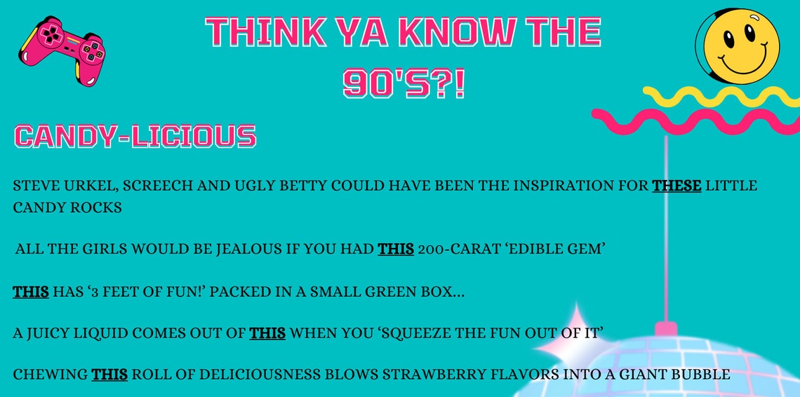 Printable Throwback 90s Trivia - Etsy