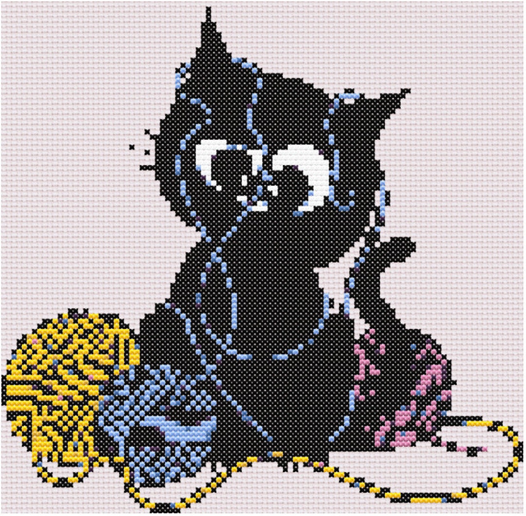 Yarn Tangle Cat Cross Stitch Pattern - Etsy
