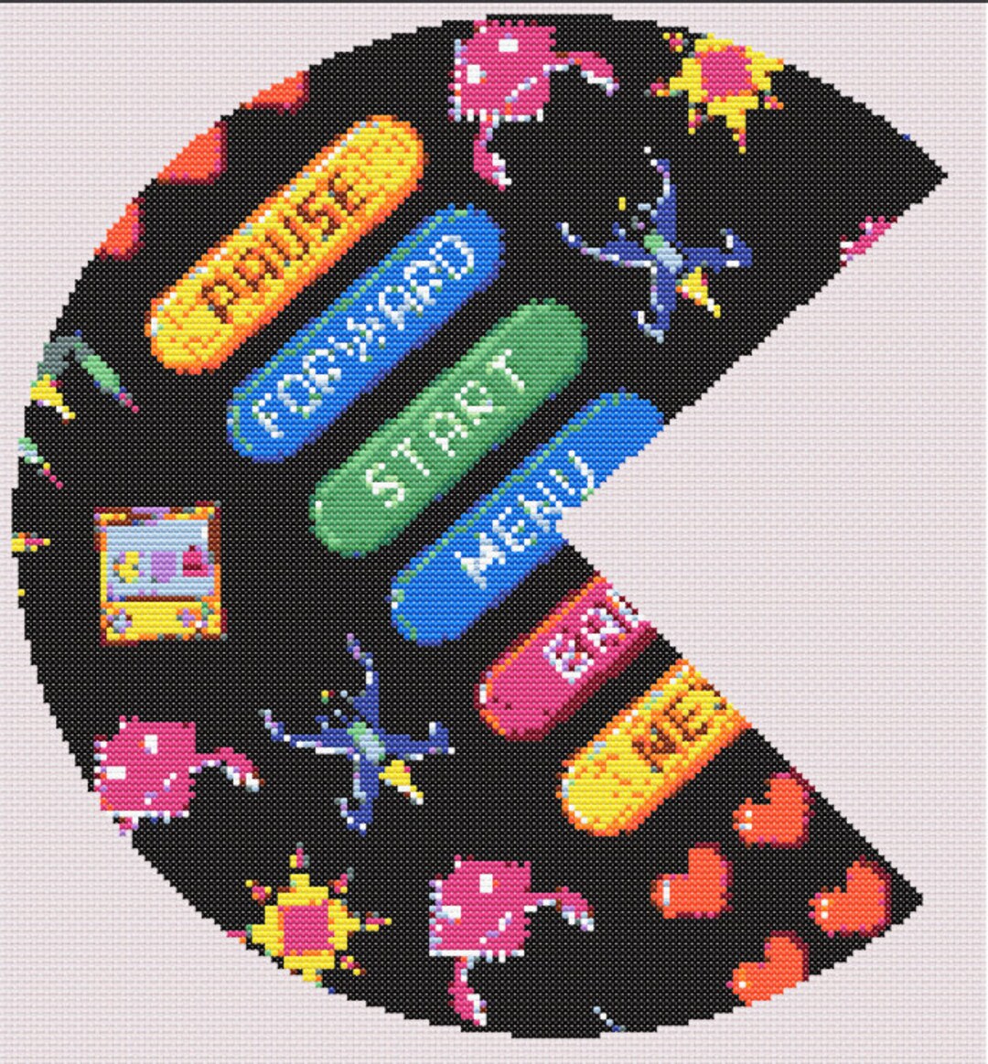 Retro Pac Man Cross Stitch Pattern - Etsy