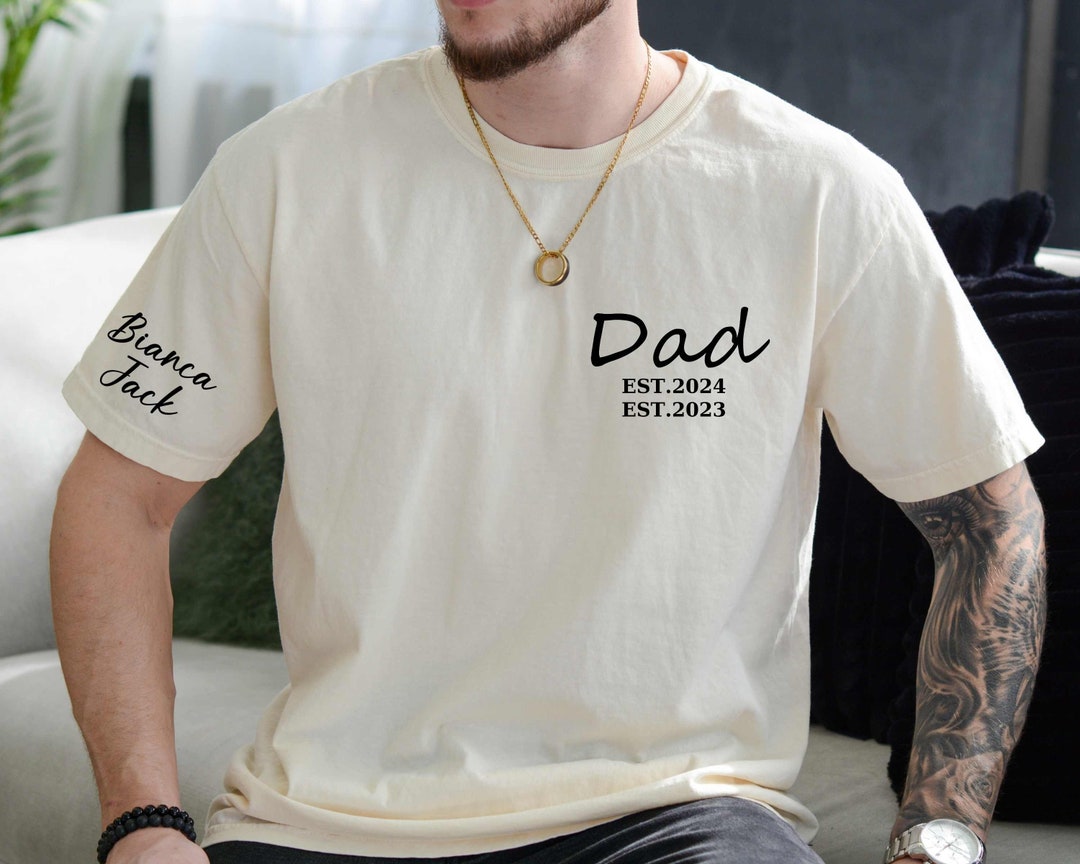 Personalized Dad Shirt With Kids Names Arm, Childs Names Arm,comfort ...