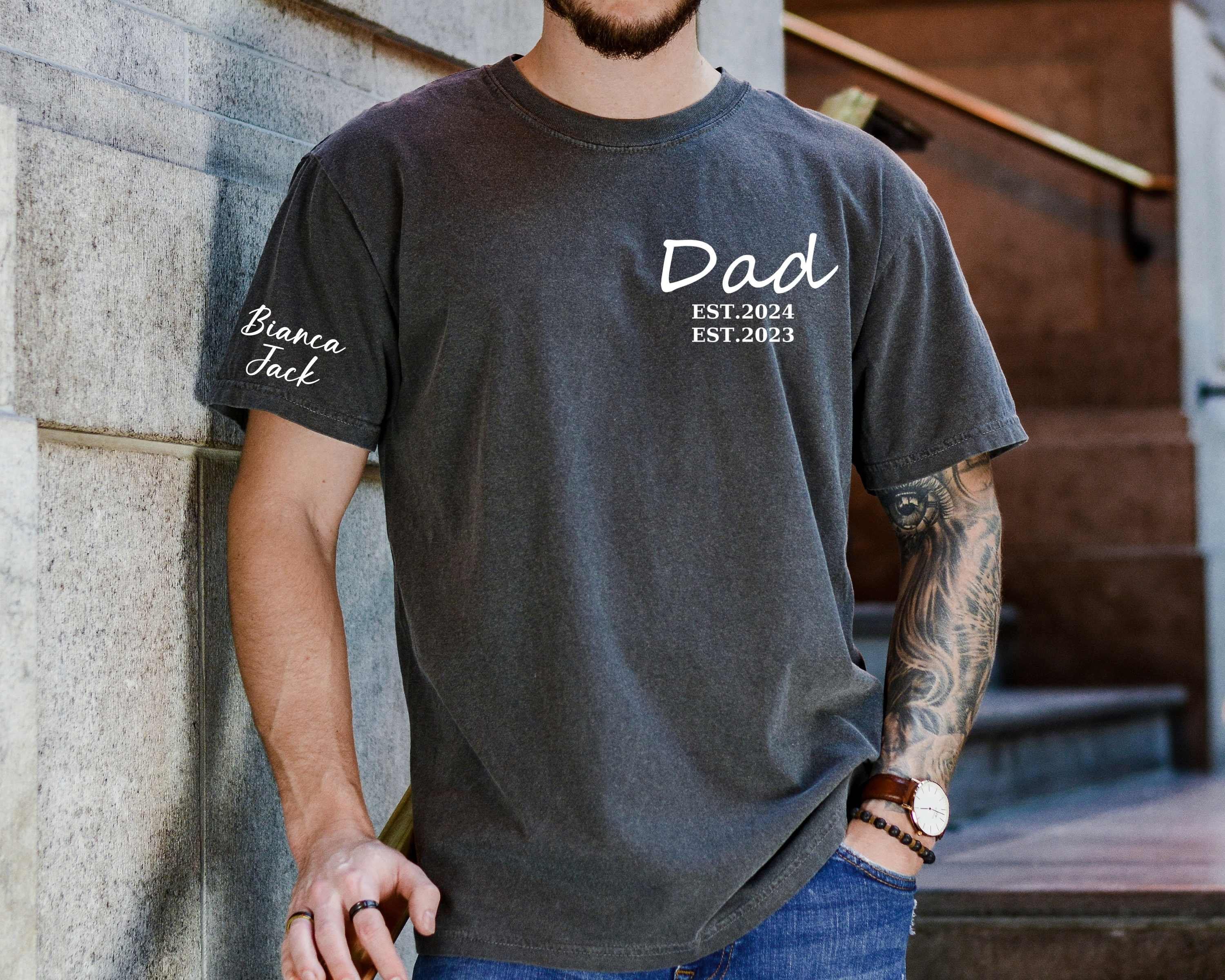 Personalized Dad Shirt With Kids Names Arm, Childs Names Arm,comfort ...