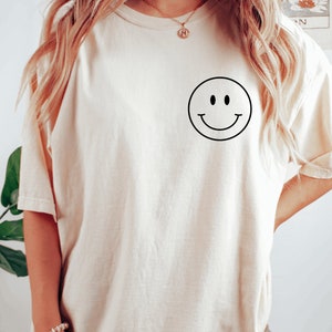 Smiley Face Comfort Colors Shirt, Happy T-shirt, Smiley Minimal Shirt ...
