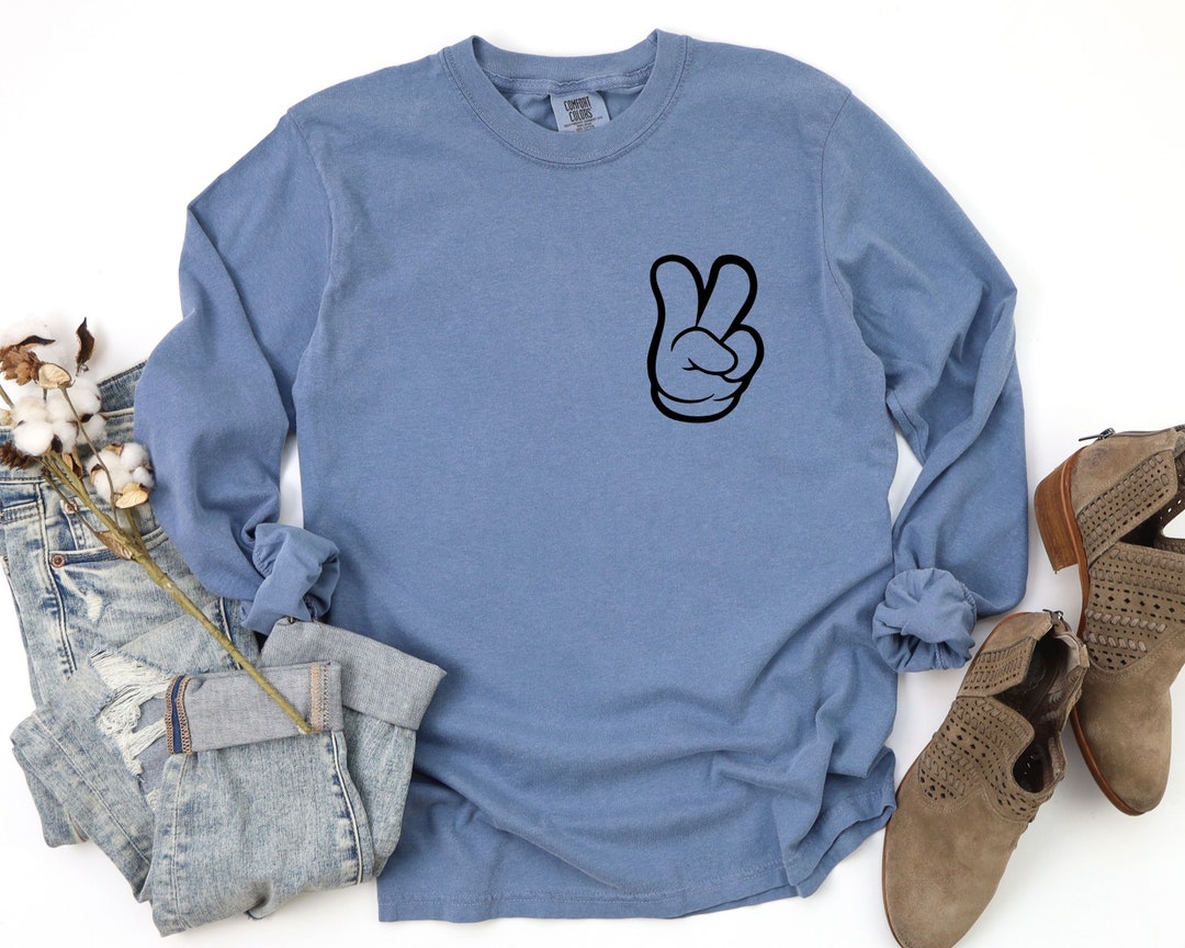 Disney Peace Sign Long Sleeve Shirt,comfort Colors Disney Long Sleeve ...