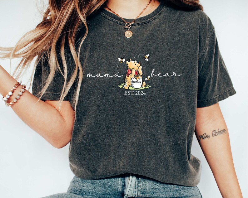 Comfort Colors® Pooh Bear Mama Shirt, Mama Est. Custom Shirt, Winnie ...