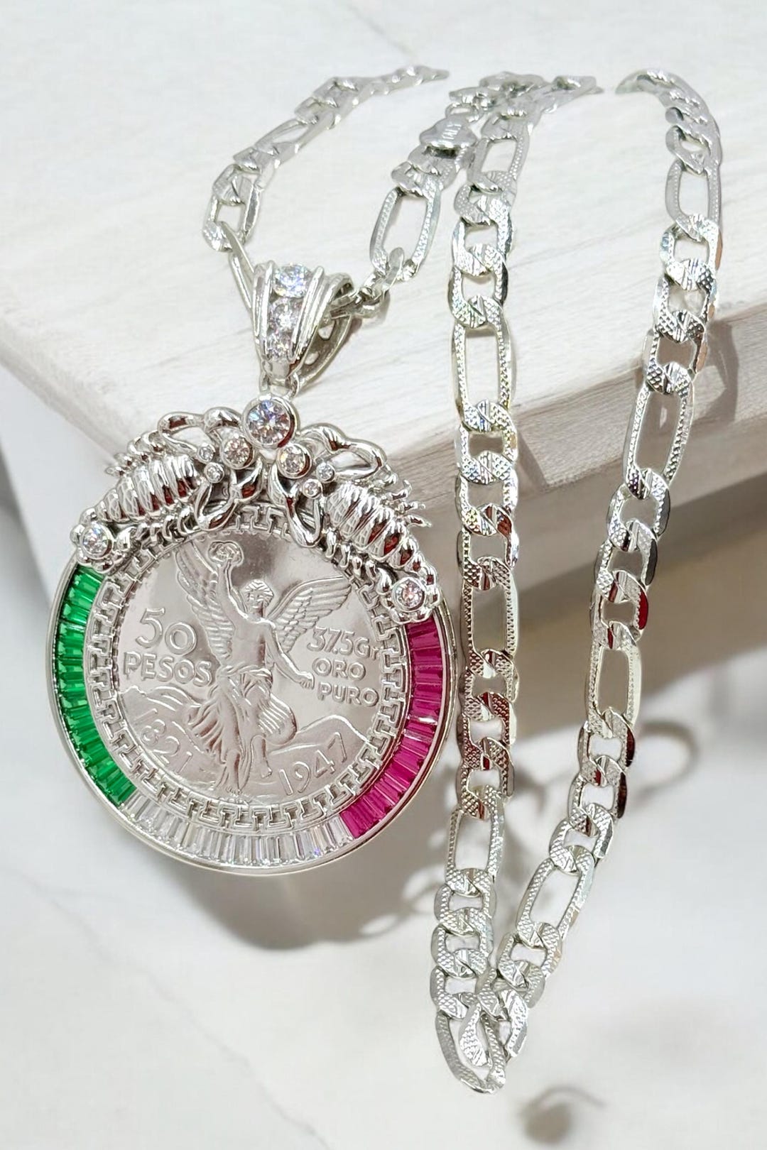 Centenario De Ángel, 14k Gold Plated Centenario, Men's Necklace ...