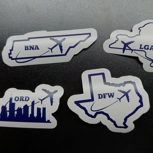 Custom Airport Code Vinyl Decal Sticker | IATA Code | Any State With ...