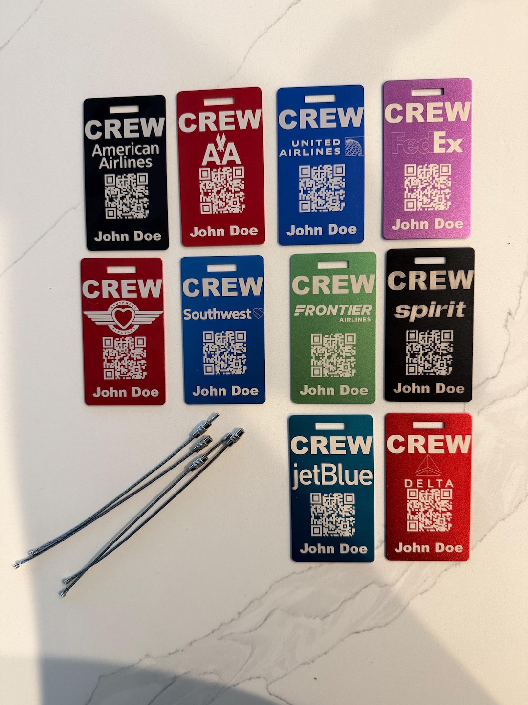 Airline Flight Crew QR Contact Code Luggage Tags Aluminum Custom ...