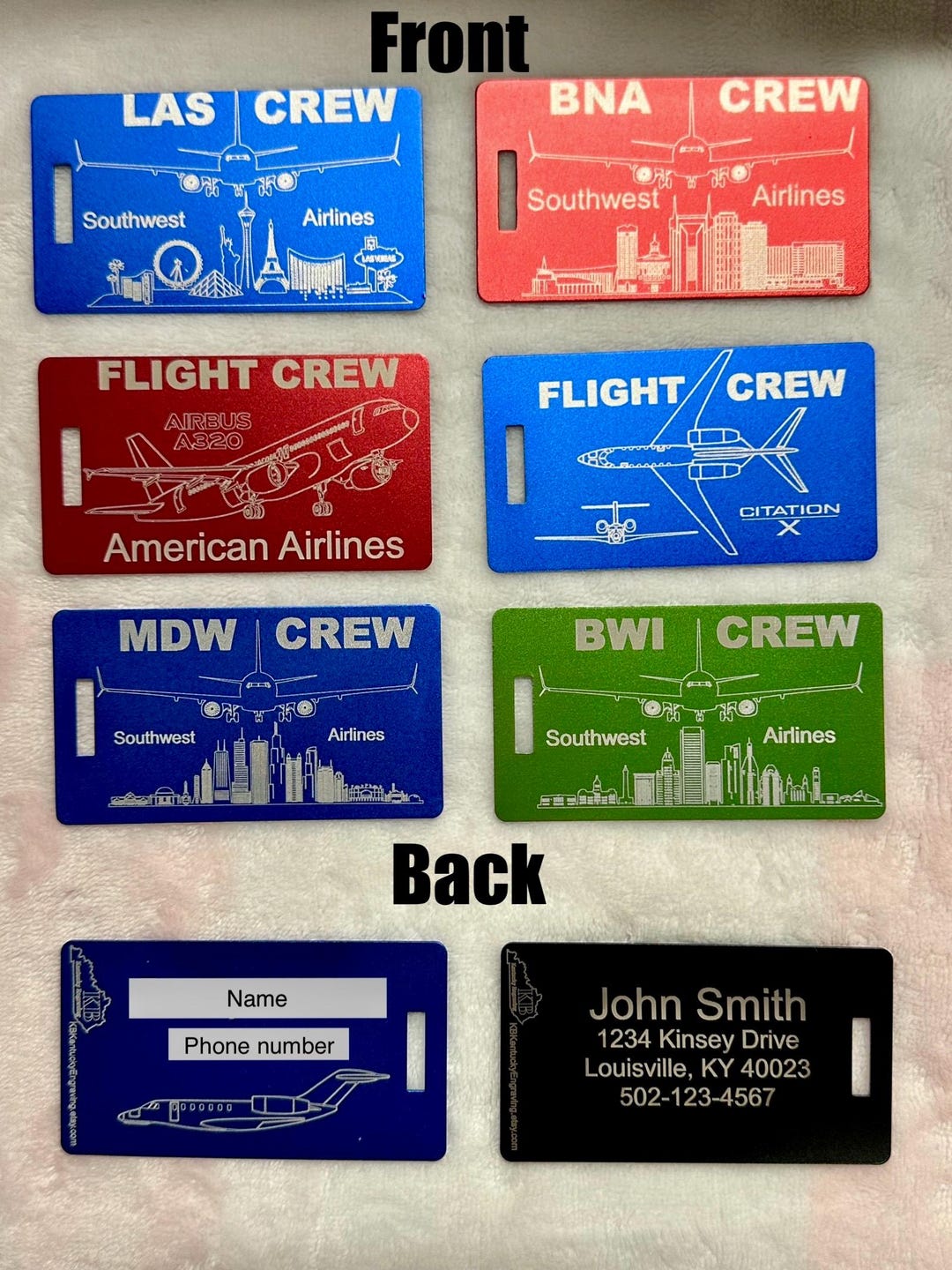 Airline Flight Crew Tags Luggage Tags Anodized Aluminum Custom American ...