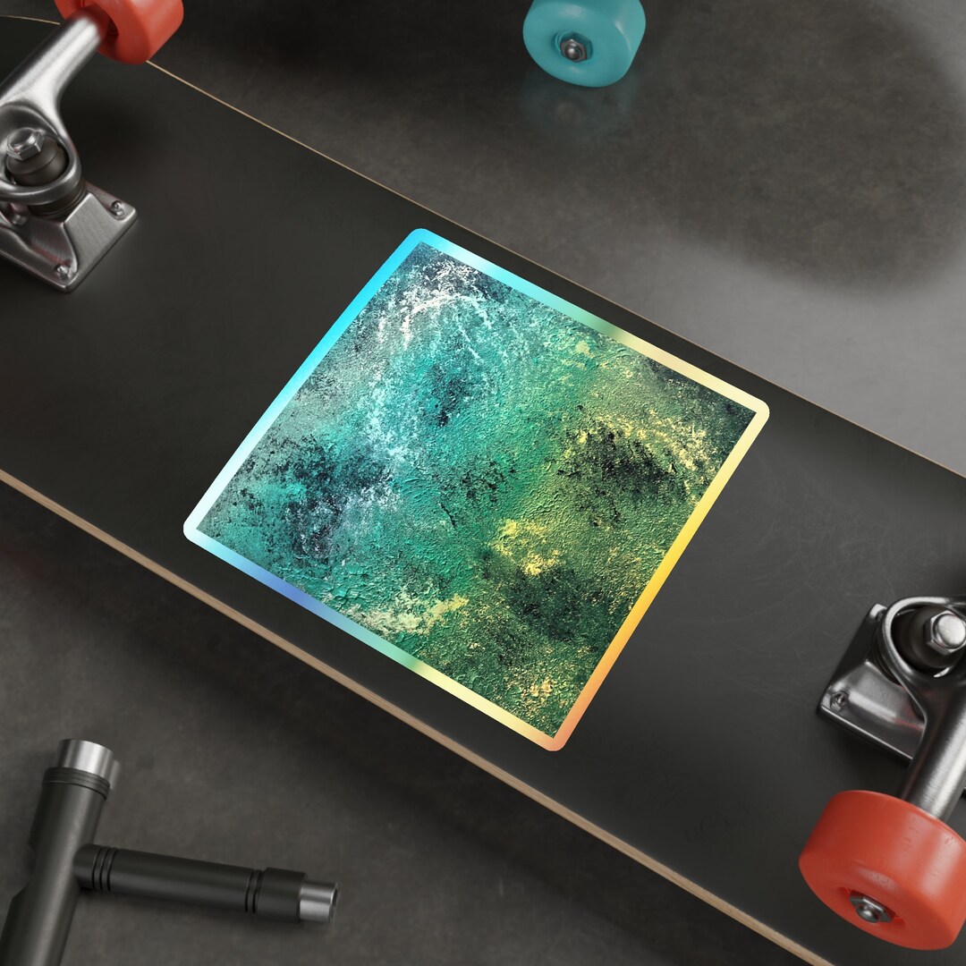 Holographic Die-cut Stickers, Emerald Depths Design, 2x2, 3x3, 4x4, 5x5 ...