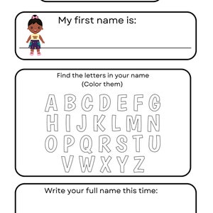 Back to School Name Worksheets for Kids - Etsy
