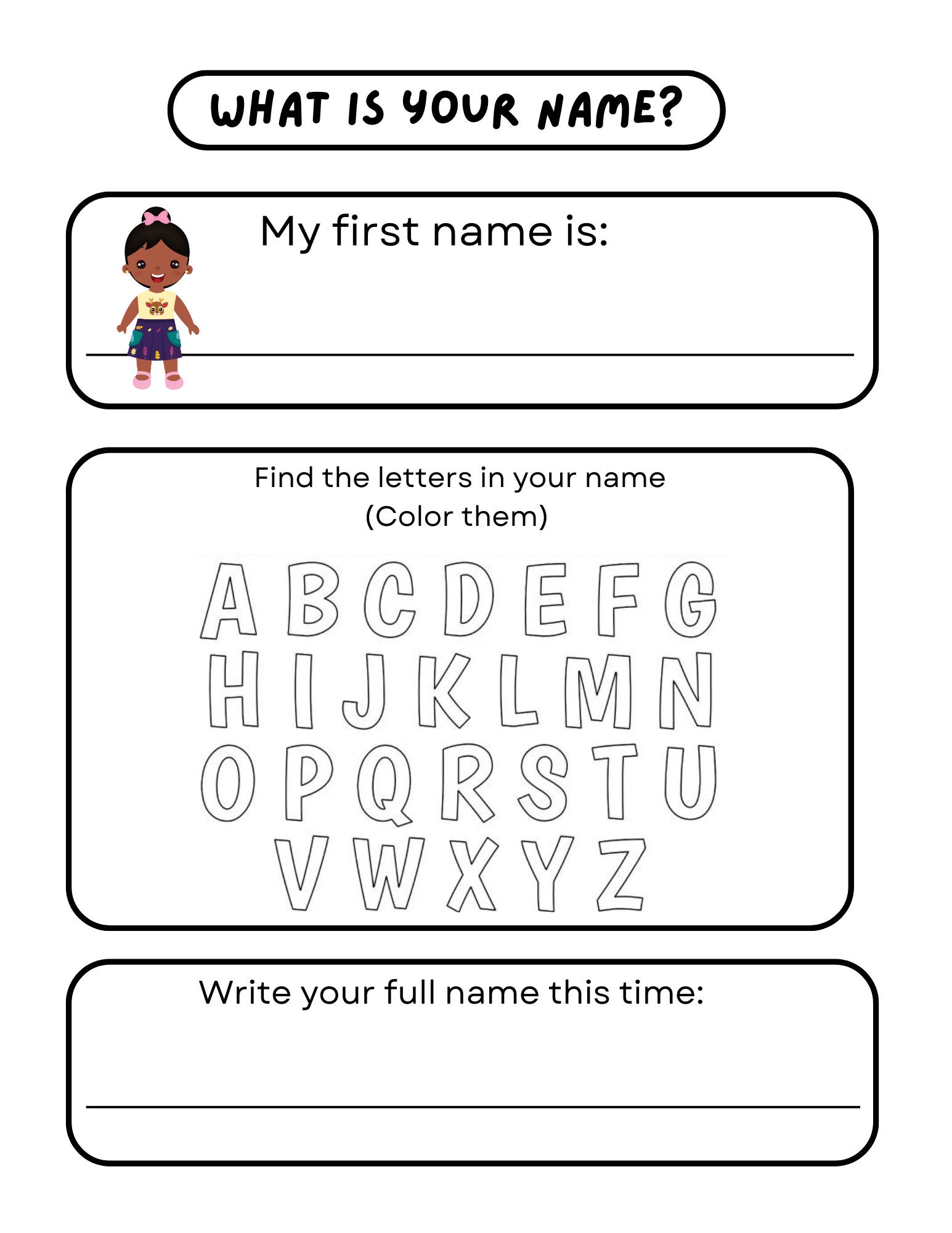 Back to School Name Worksheets for Kids - Etsy