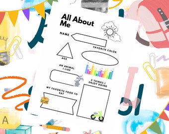 All About Me Printable || First Day of School Printable - Etsy