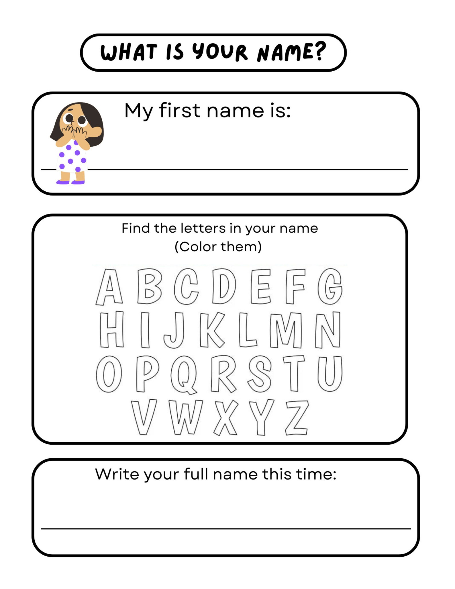 Back to School Name Worksheets for Kids - Etsy