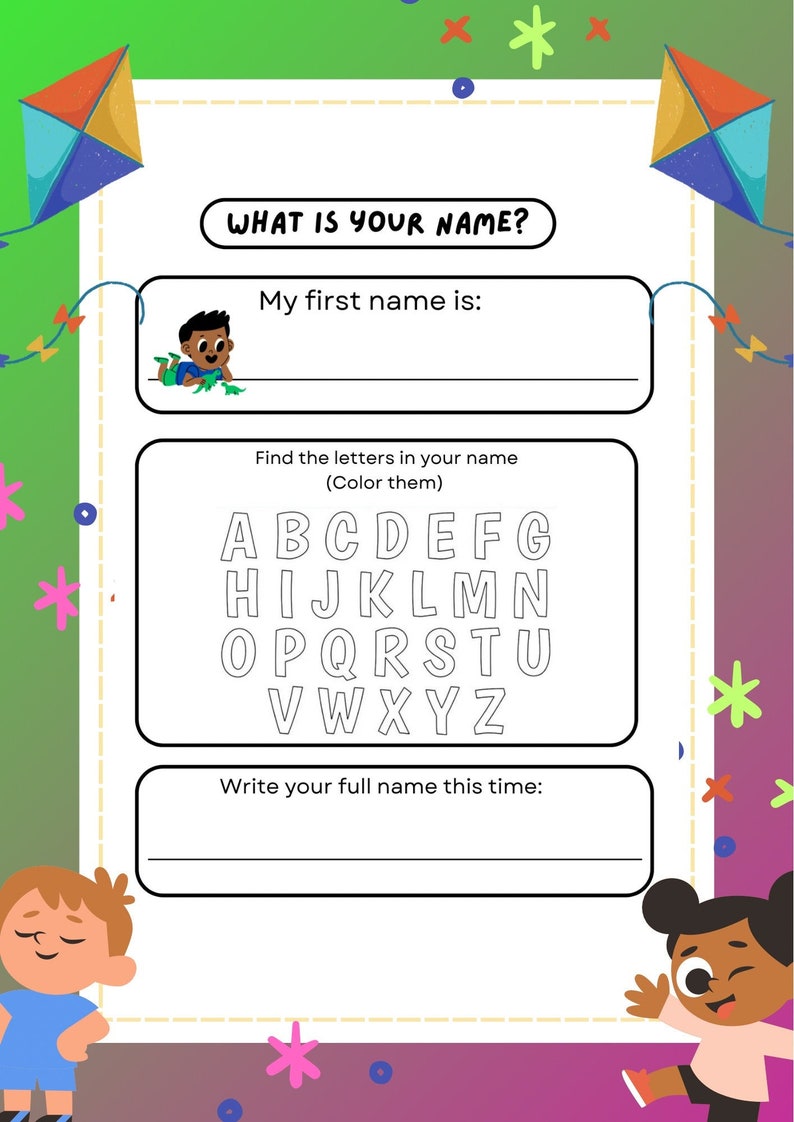 Back to School Name Worksheets for Kids - Etsy