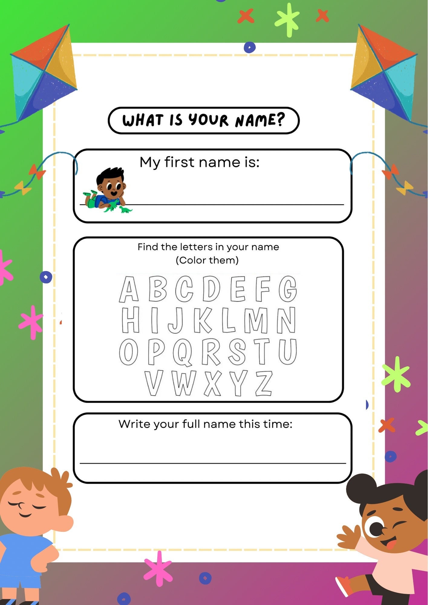 Back to School Name Worksheets for Kids - Etsy