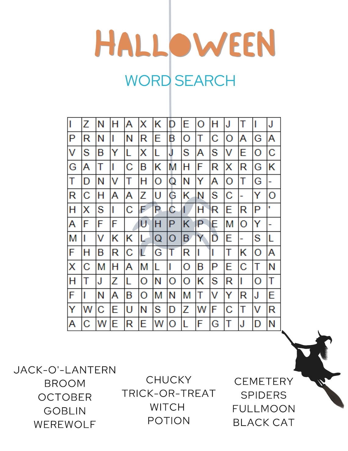 Halloween Word Search for Kids, Printable Halloween Activity, 3 Page ...