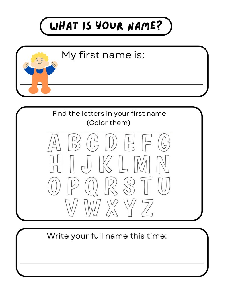 Back to School Name Worksheets for Kids - Etsy