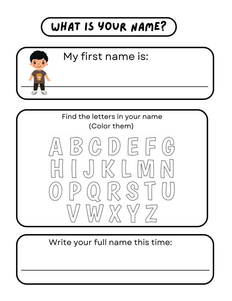 Back to School Name Worksheets for Kids - Etsy