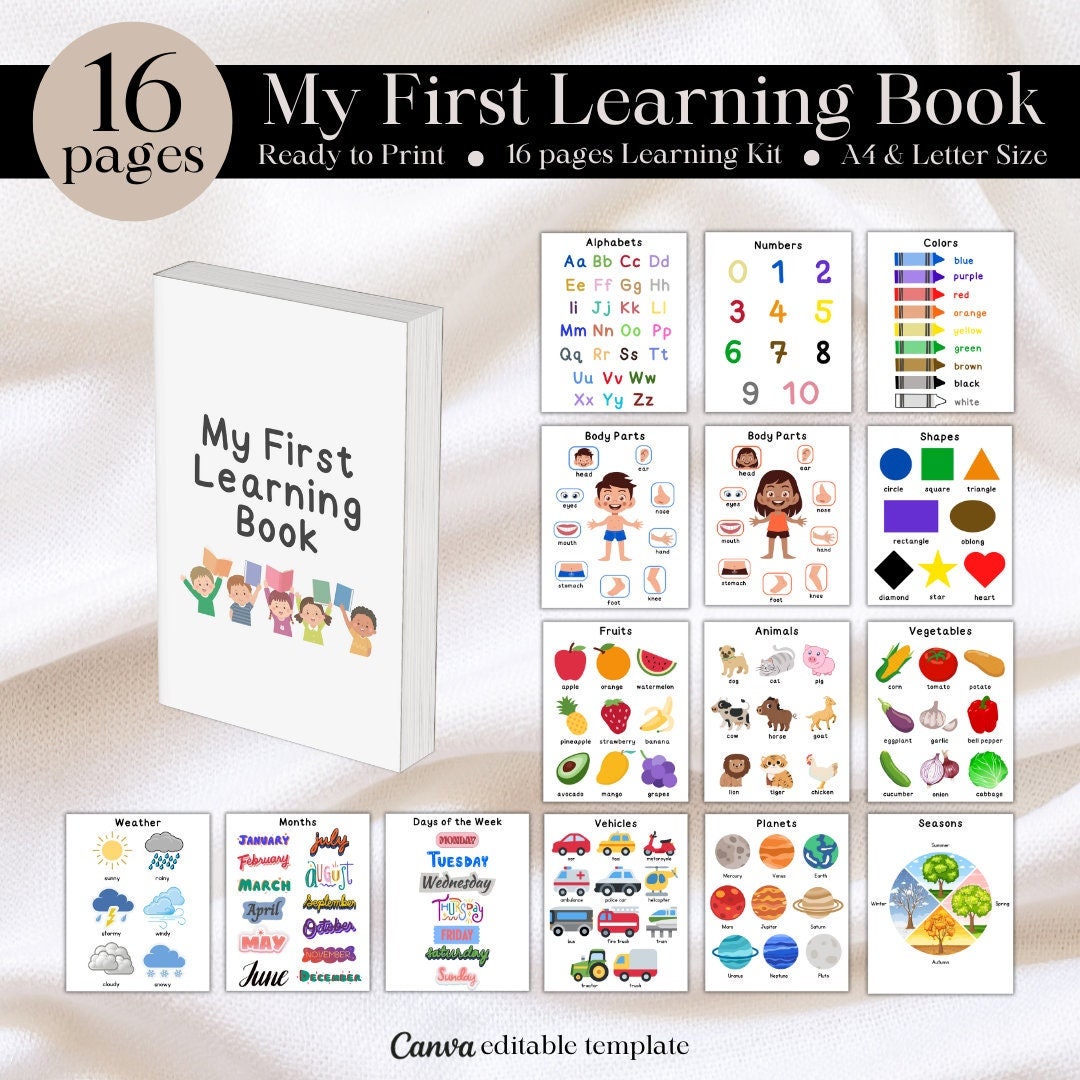 Busy Book Printable, My First Learning Book, Toddler Learning Binder ...
