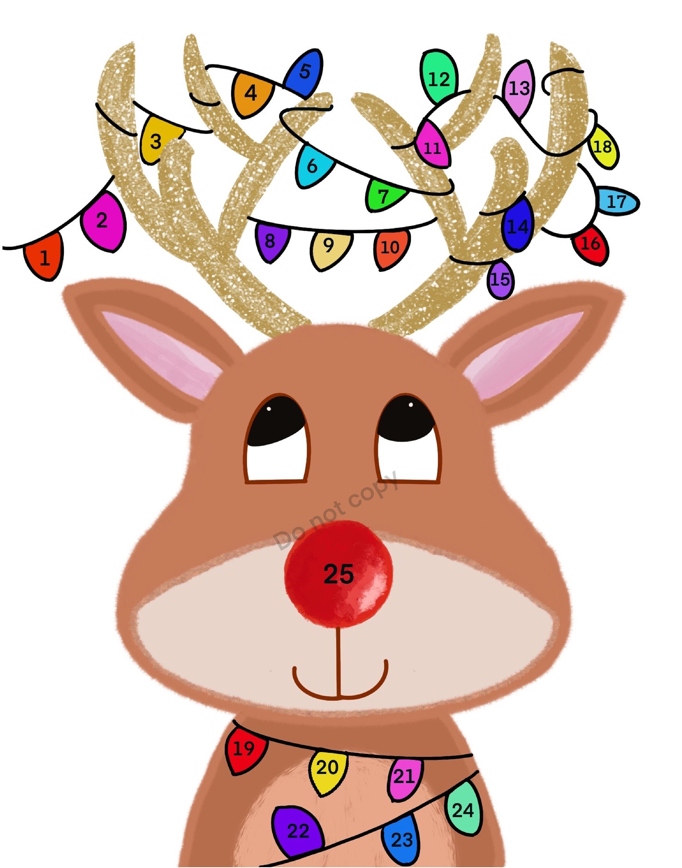 Printable Advent Calendar Countdown Reindeer, Christmas, Digital ...