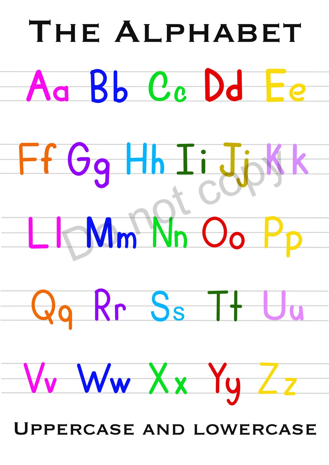 Handwriting Alphabet Poster, Colorful Digital Illustration - Etsy