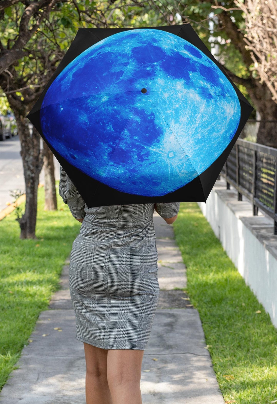 Moonlight Blue Semi-automatic Foldable Umbrella, Unique Gift for ...