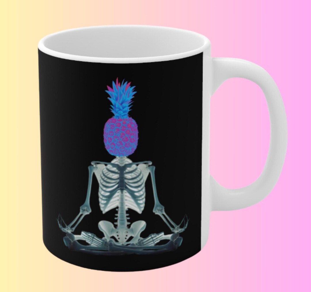 Skeleton Pineapple Head Quirky Yoga Lover Gift, Funny Coffee Cup, Fun ...