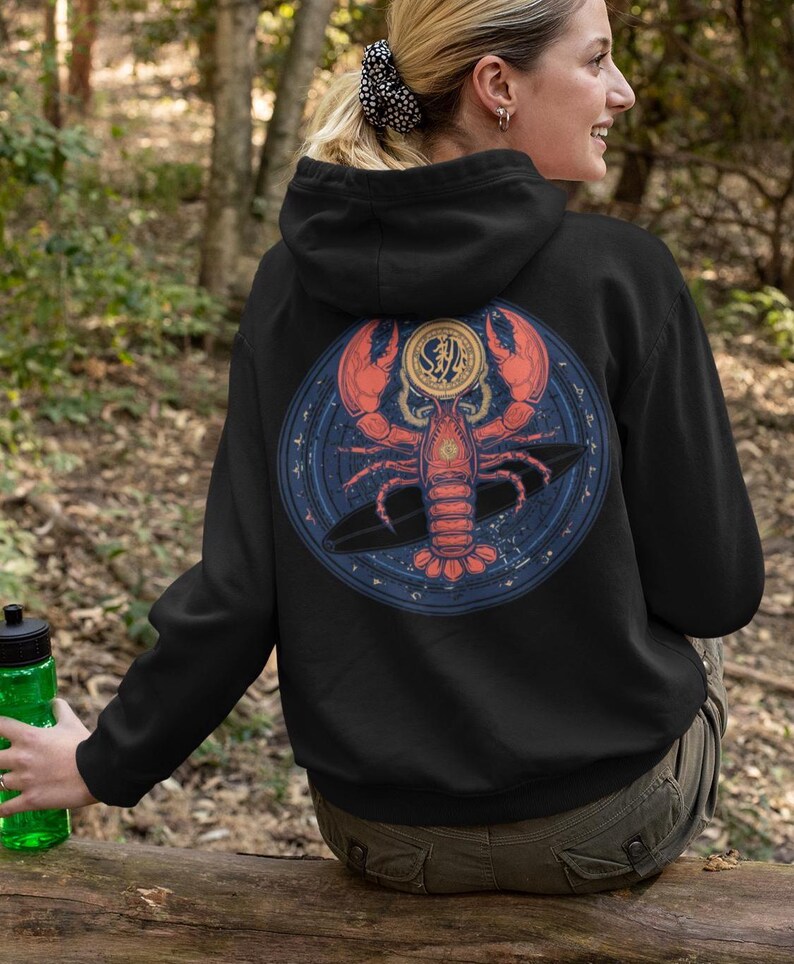 Funny Astrological Lobster Surfer Hoodie, Zodiac Constellation Surf ...
