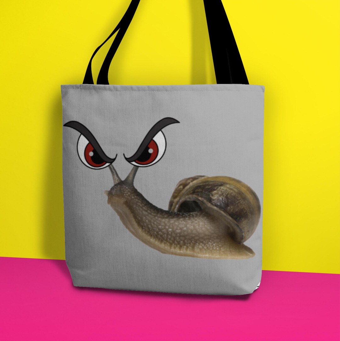 Funny Snail Canvas Tote Bag, Angry Snail Grocery Bag, Fun Snail ...