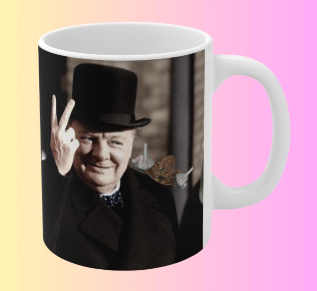 Rude Lobster Adult Mug, Winston Churchill Funny Coffee Cup, British ...