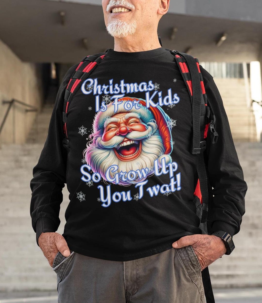 Funny Santa Face Christmas Long Sleeve Tee, Dark Humor Xmas Top - Etsy UK