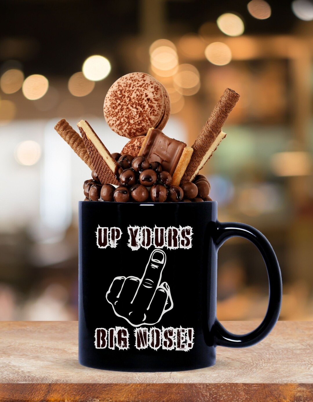 Monty Python the Life of Brian Black Mug 11oz, up Yours Big Nose Funny ...