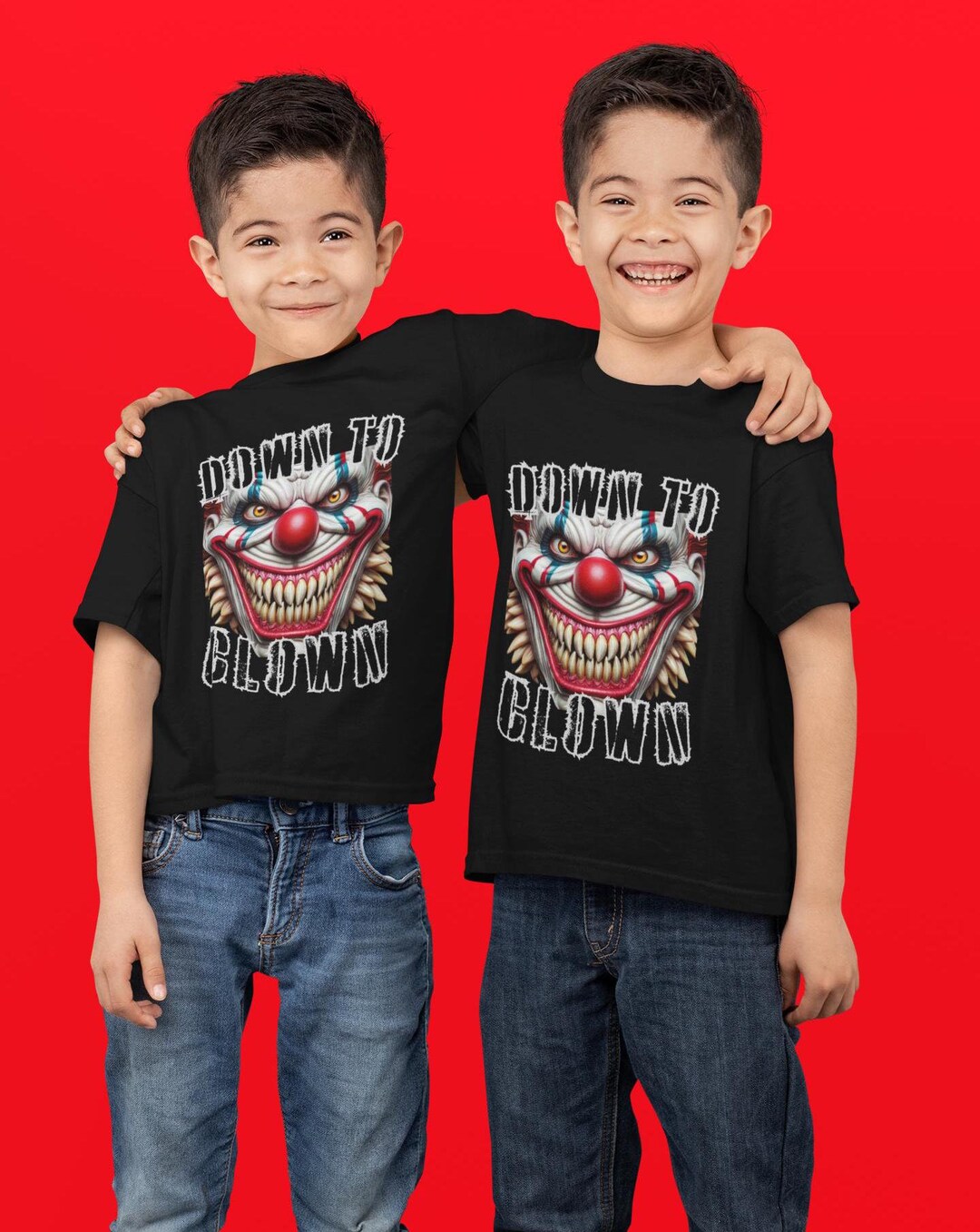 Kids Scaryclown T Shirt, Childs Spooky Clown Face Tshirt, Boys Creepy ...