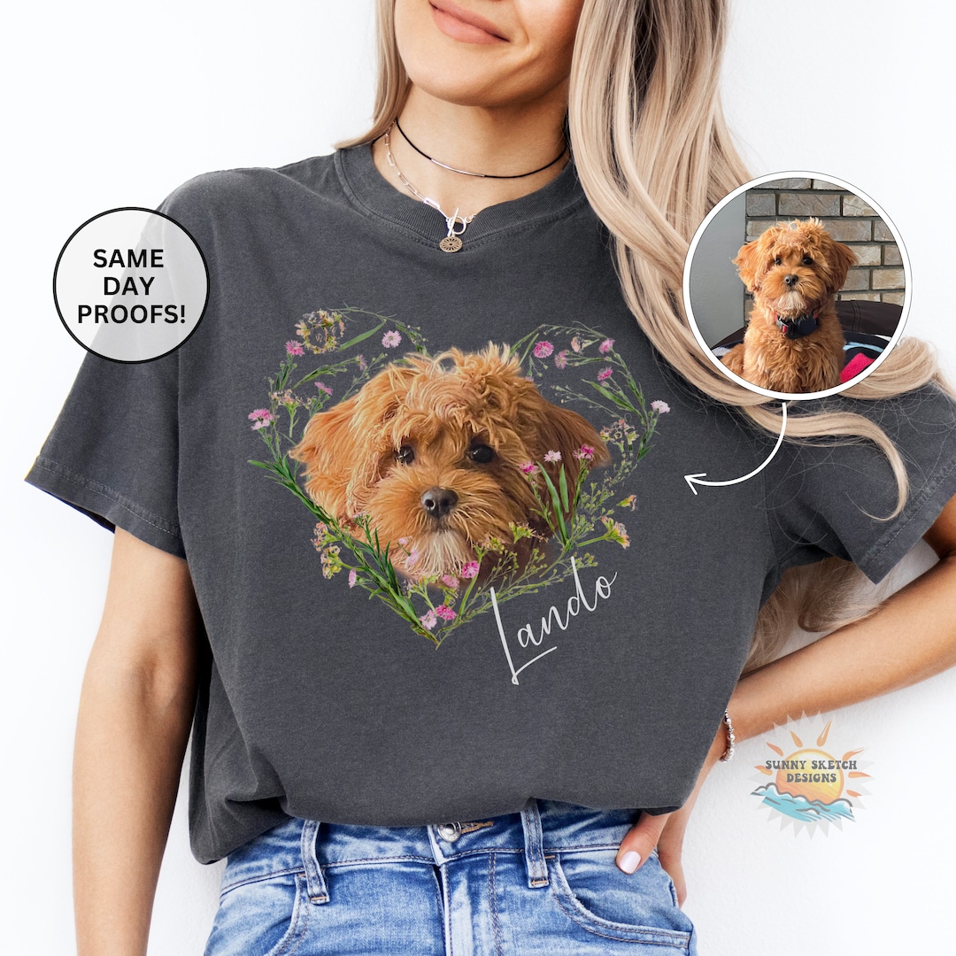 Custom Pet Portrait Shirt, Personalized Dog T-shirt, T Shirt From Pet ...