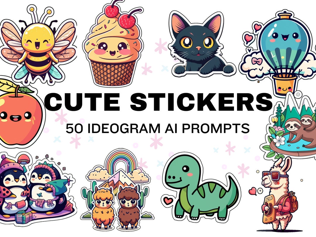 50 Cute Stickers Ideogram AI Prompt, Anime Stickers, Ideogram Prompt ...