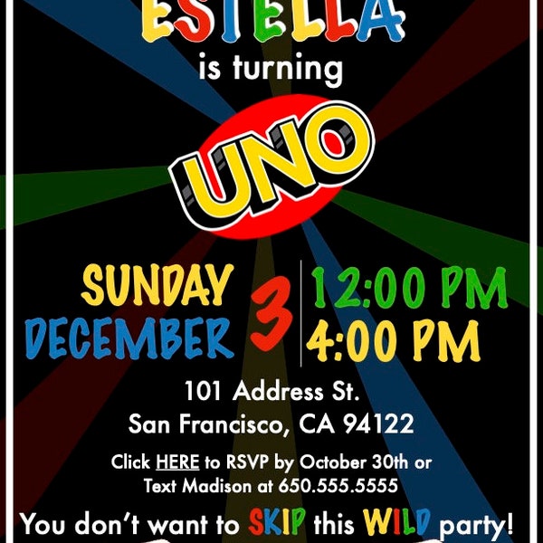 Uno Invitation - Etsy