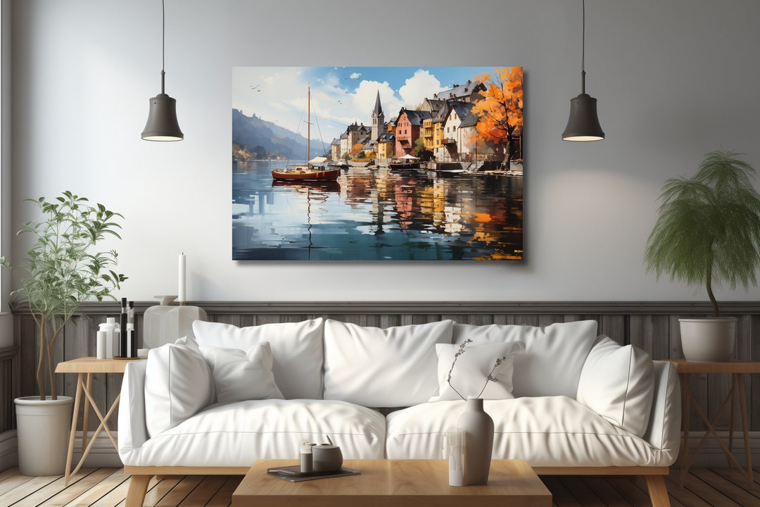 Bergen Reflections Norwegian Painting Scandinavian Wall Art Norway Wall ...