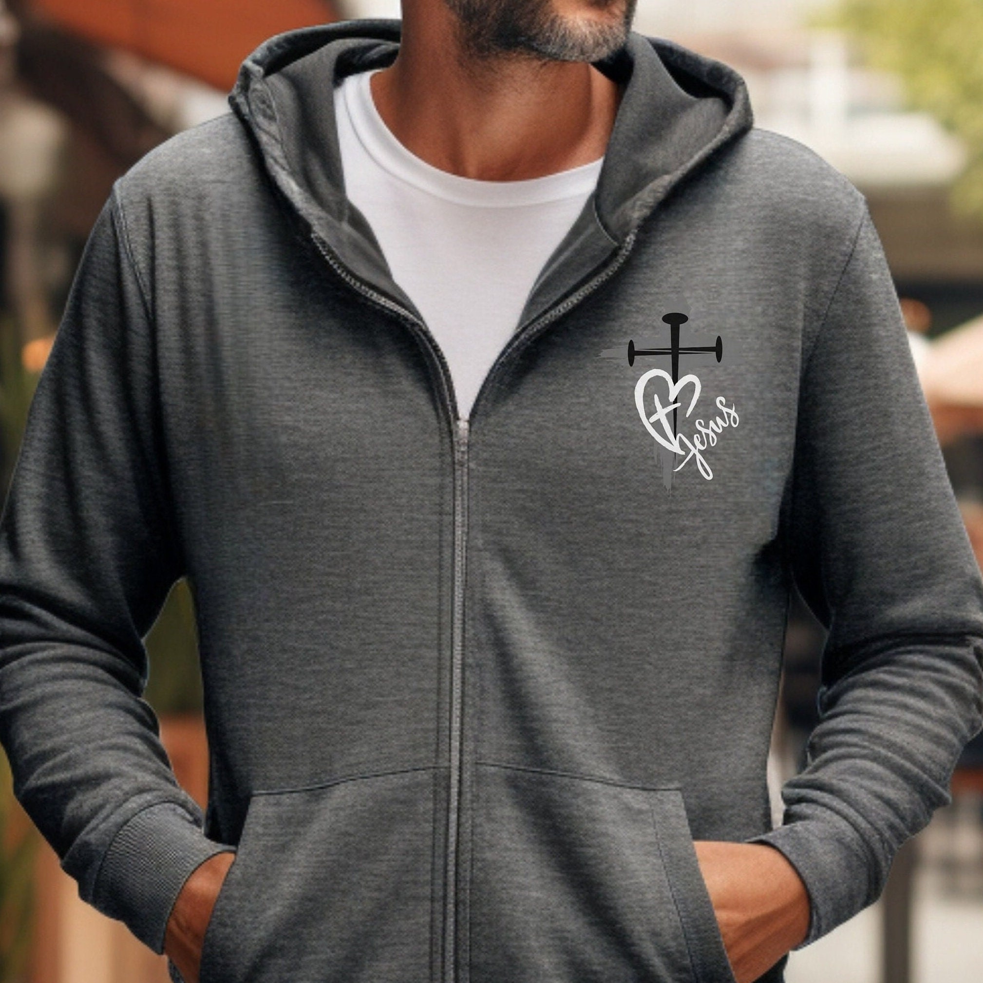 Zip up Faith Hoodie Jesus Zip up With Cross Gift for Christian Zip up ...