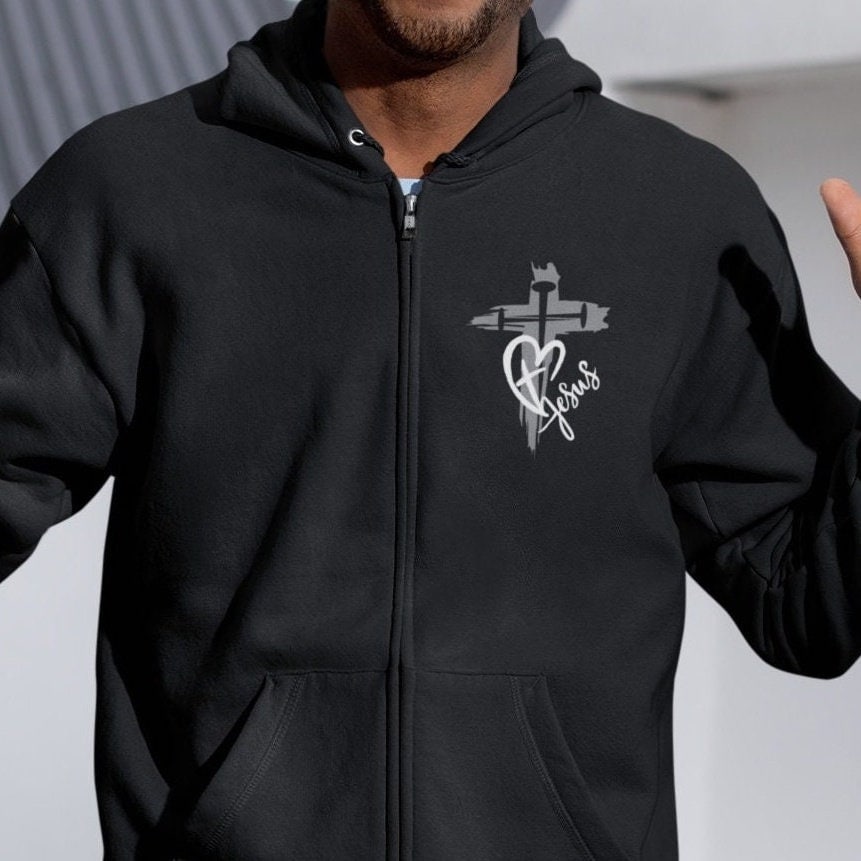Zip up Faith Hoodie Jesus Zip up With Cross Gift for Christian Zip up ...