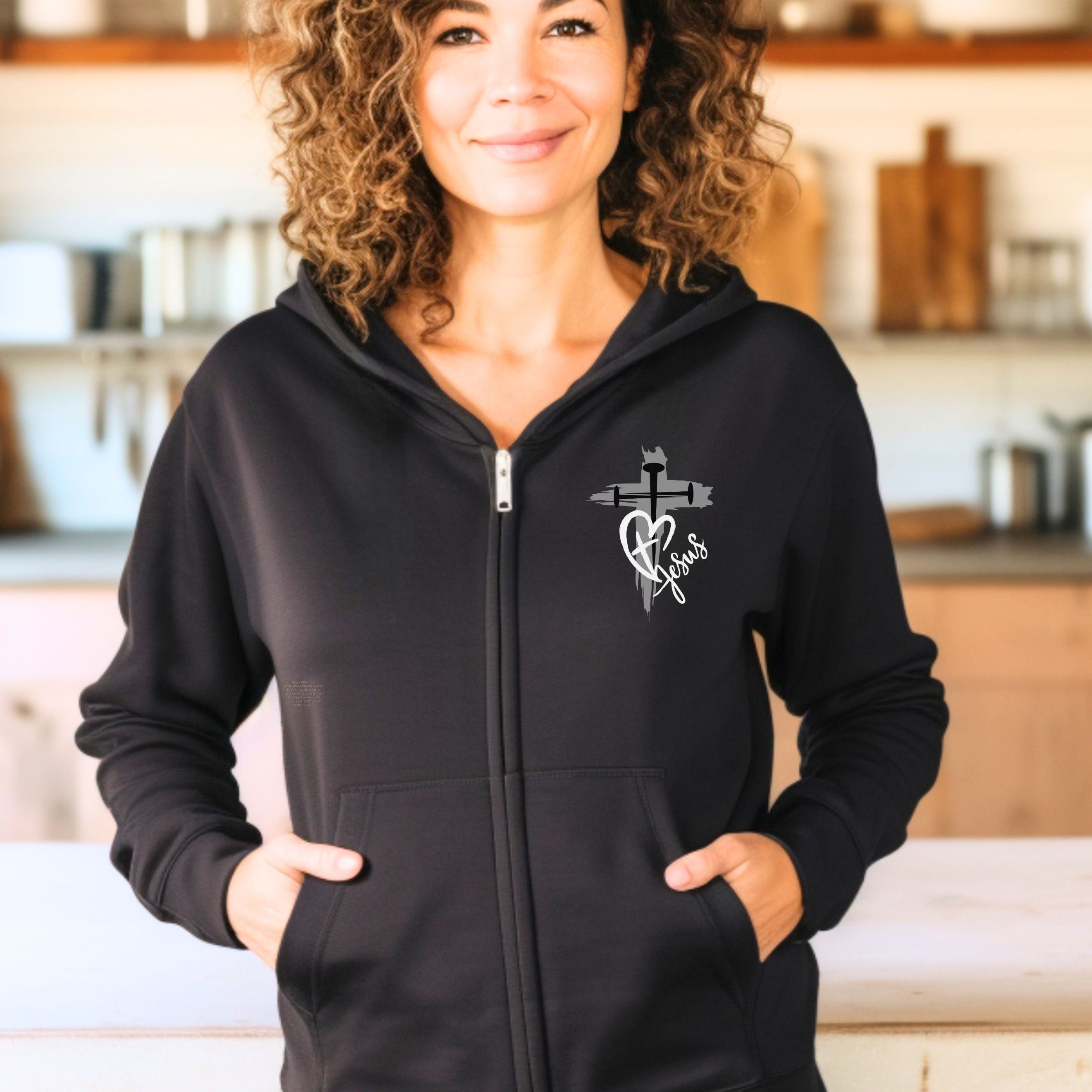 Zip up Faith Hoodie Jesus Zip up With Cross Gift for Christian Zip up ...