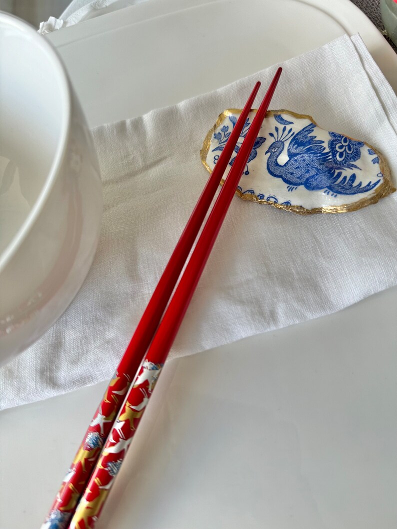 Gift Boxed Set of 8 Lucky Oyster Shell Chopstick Rests & Limited ...
