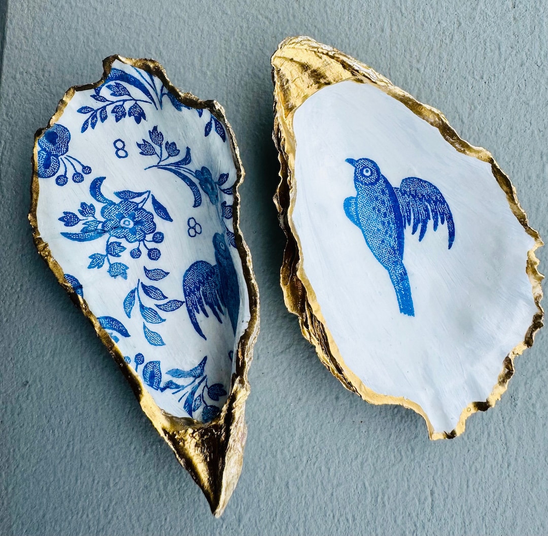 Oyster Shell Jewellery Dishes Something Blue and White Hamptons French ...