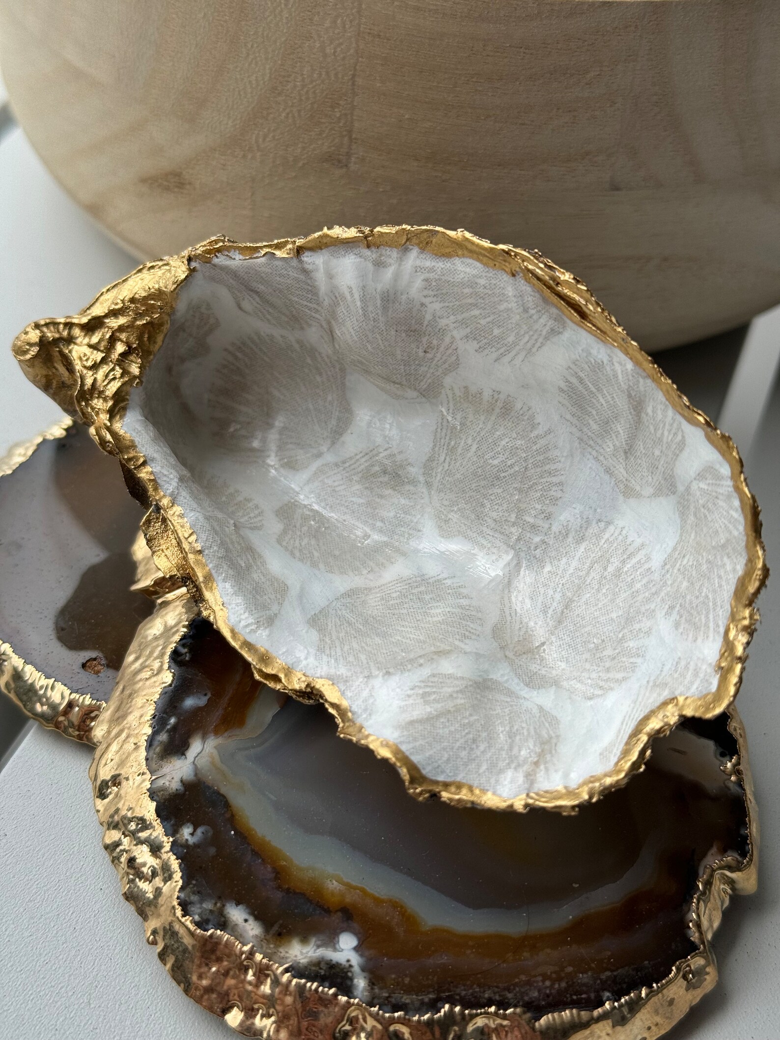 Oyster Shell Hamptons Style Coastal Home Decor Beige and White Clam ...